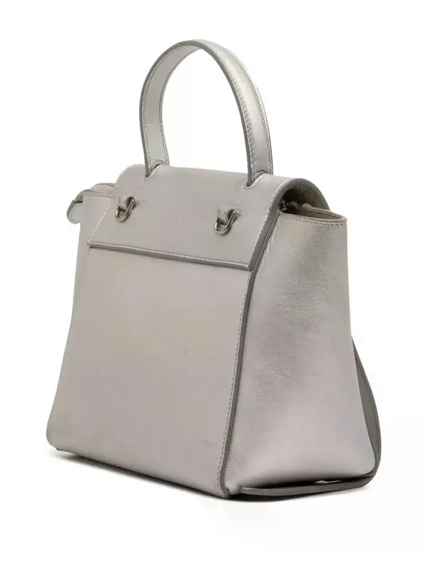 Celine 2018 Nano Laminated Calfskin Belt Bag Satchel - Silver