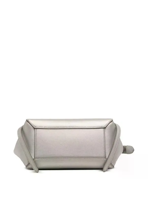 Celine 2018 Nano Laminated Calfskin Belt Bag Satchel - Silver