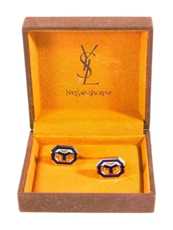 Saint Laurent 1990s Octagonal Logo Cufflinks