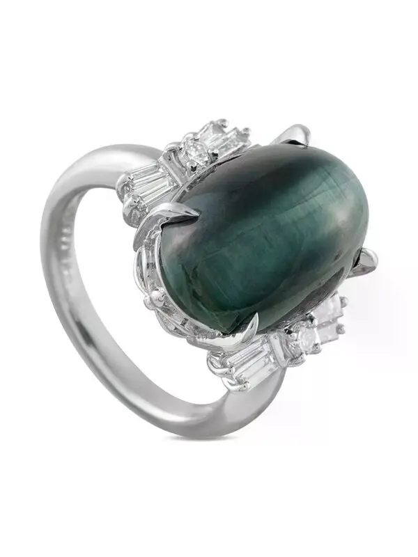 LB EXCLUSIVE Platinum Diamond And Cat-eye Ring - Silver
