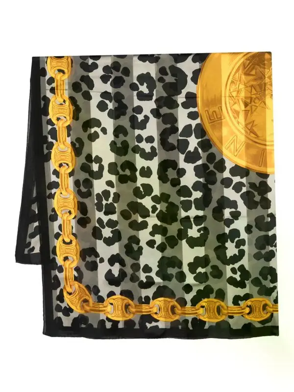 Celine 1980s Pre-owned Graphic-print Silk Scarf - Grey