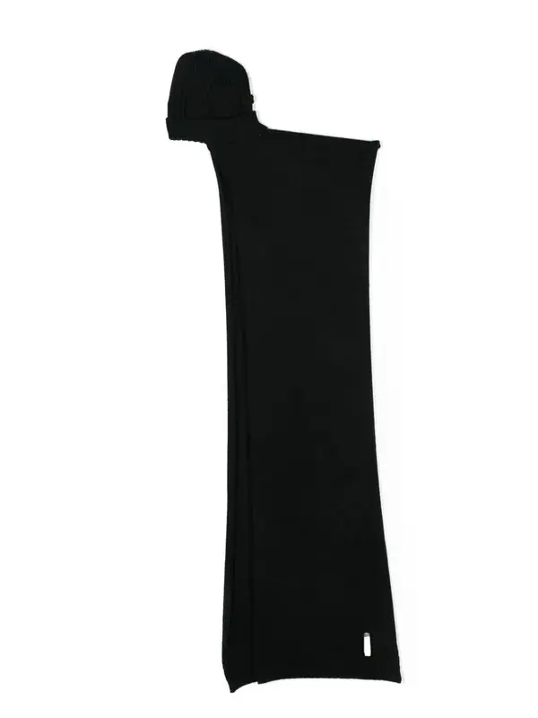 JEAN PAUL GAULTIER 1990s Logo-plaque Detail Virgin Wool Scarf - Black