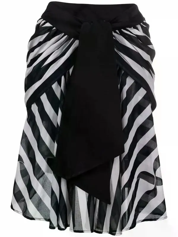 Saint Laurent 1988 Asymmetric Stripe-print Skirt - Black