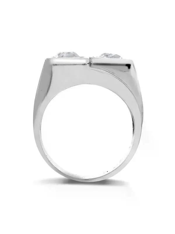 RENE BOIVIN Platinum Art Deco Chevalier Ring With Old Mine Cut Diamonds