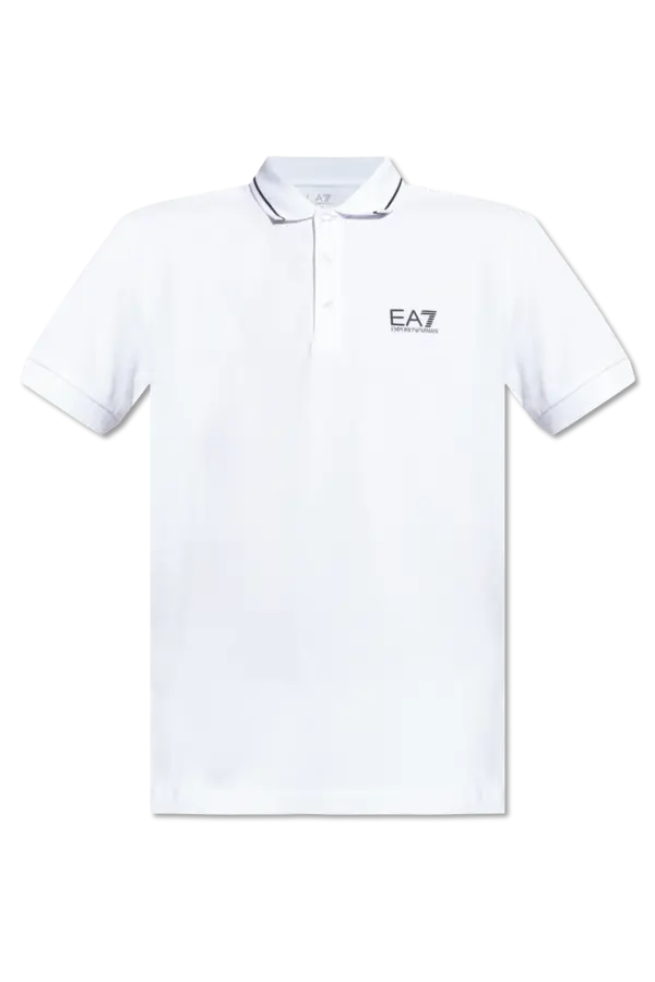 Emporio Armani Cotton Polo With Printed Logo - White