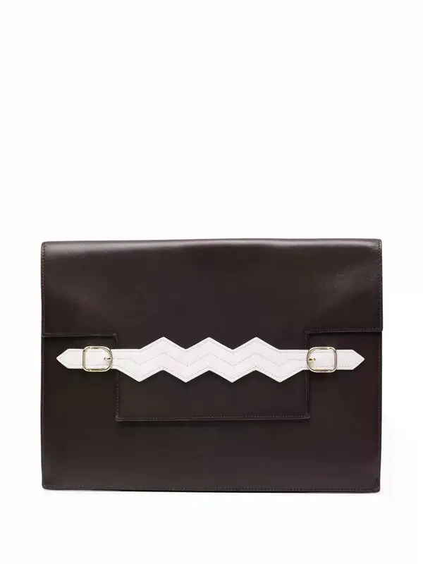 Hermès 1984 Appliqué Hand Strap Clutch - Brown