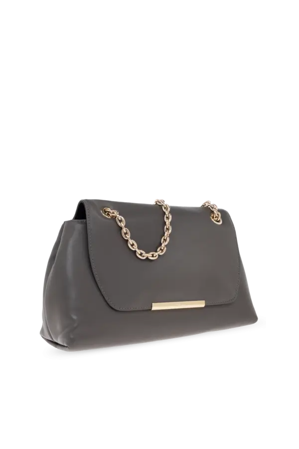 Furla Shoulder Bag In Full-grain Leather With Gold-tone Chain - Grey