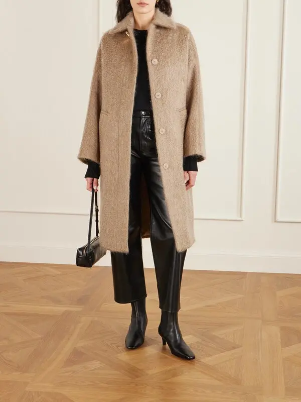 JOSEPH Alger Brushed Wool And Mohair-blend Coat - Neutrals