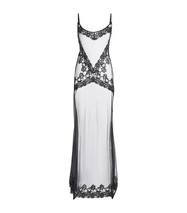 SKIMS Lace Maxi Slip Dress - Black