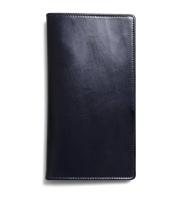 SWAINE Leather Bifold Tall Jacket Wallet - Navy