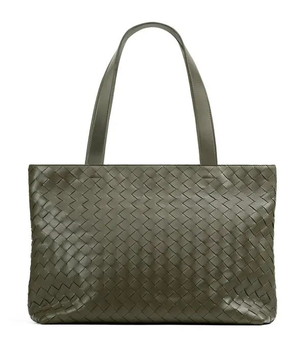 Bottega Veneta Small Intrecciato Zipped Tote Bag - Green