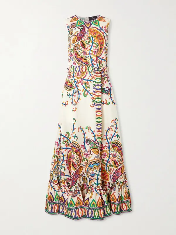 Etro Belted Printed Cotton Maxi Dress - Multi