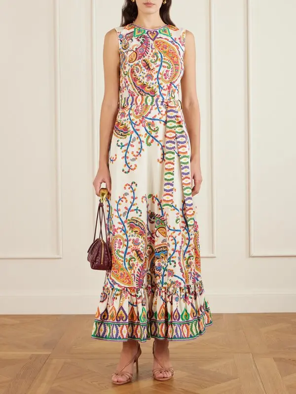Etro Belted Printed Cotton Maxi Dress - Multi