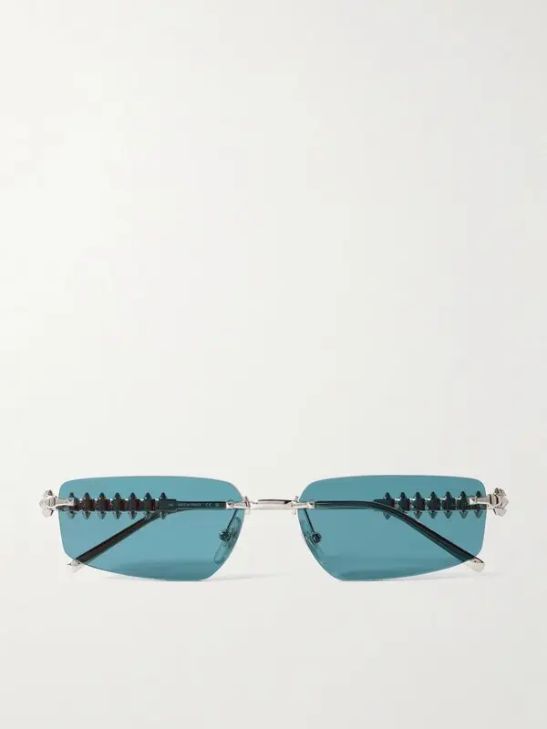Cartier Clash De Rimless Rectangle-frame Sunglasses - Silver