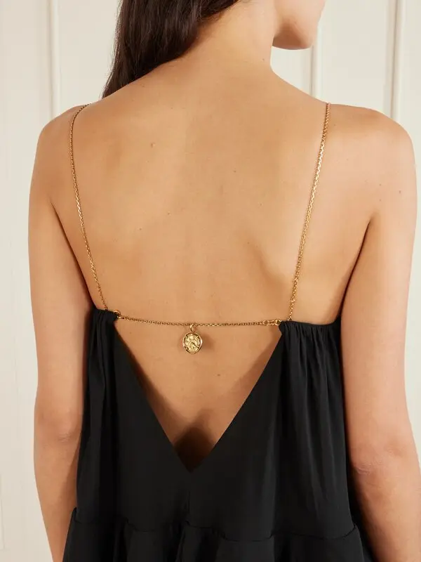 Chloé Open-back Embellished Tiered Silk-georgette Maxi Dress