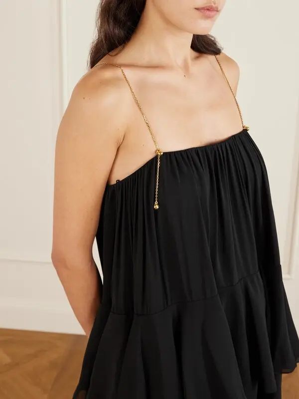 Chloé Open-back Embellished Tiered Silk-georgette Maxi Dress