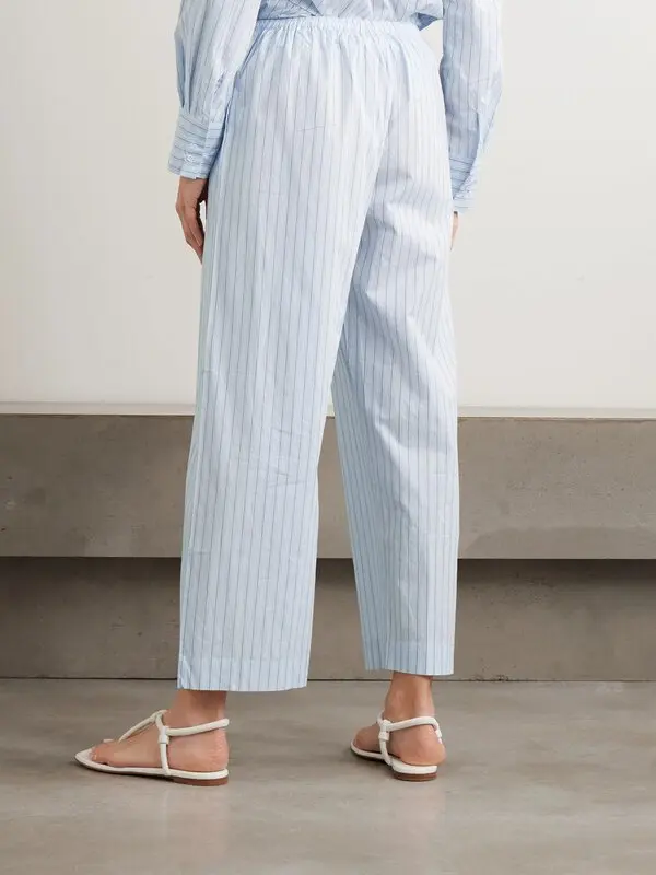 DEIJI STUDIOS Ease Striped Organic Cotton-poplin Pants - Blue