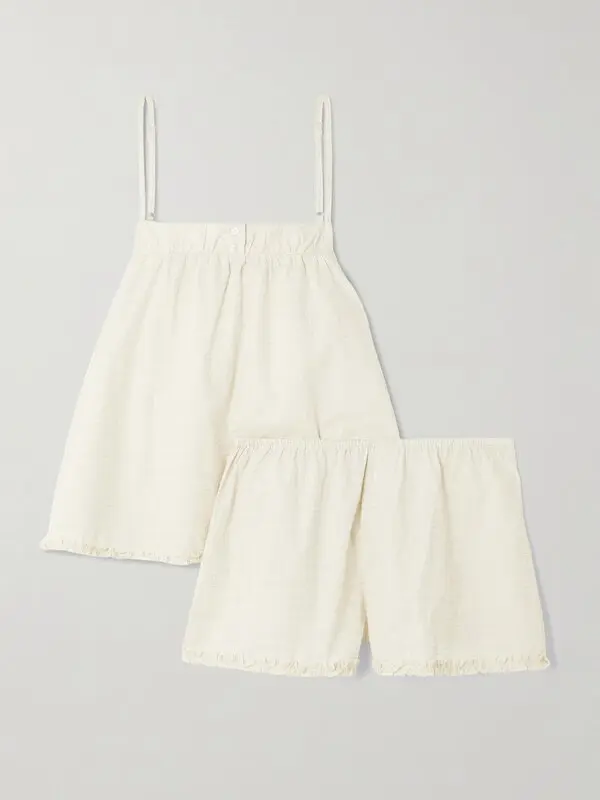 DEIJI STUDIOS Checked Cotton-poplin Camisole And Shorts Set