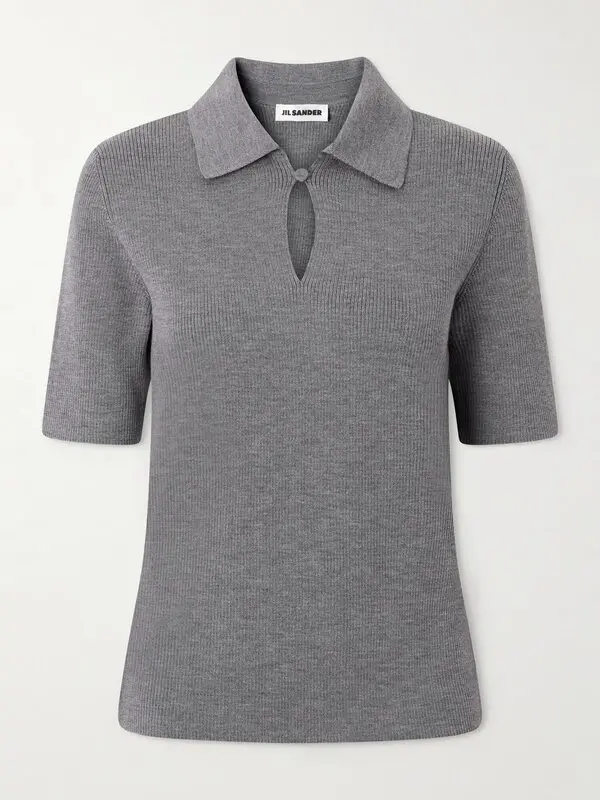 JIL SANDER Ribbed Wool Polo Shirt