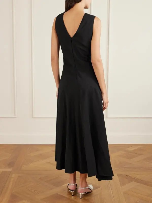 JIL SANDER Asymmetric Bow-embellished Crepe Midi Dress