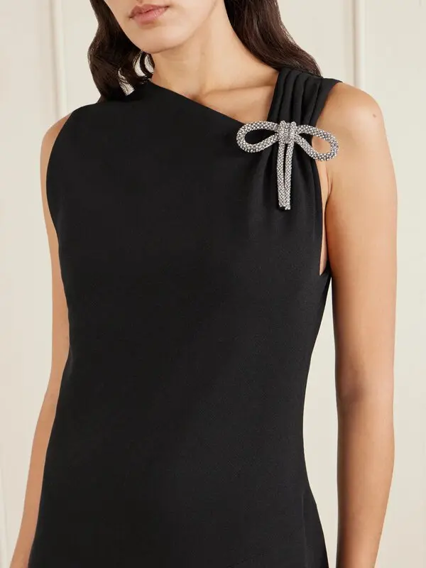 JIL SANDER Asymmetric Bow-embellished Crepe Midi Dress