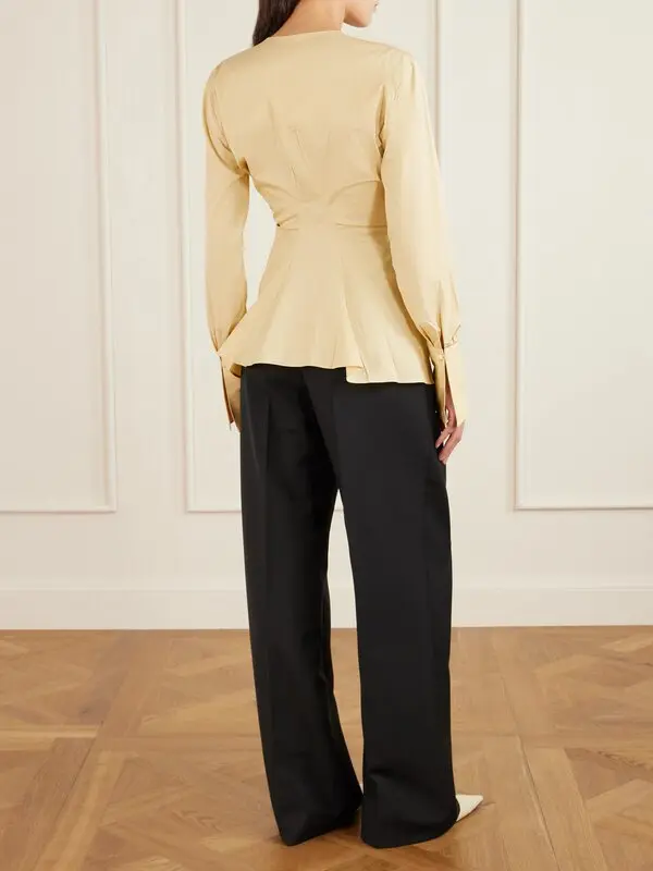 LIBEROWE Lavinia Cotton-poplin Peplum Blouse - Yellow