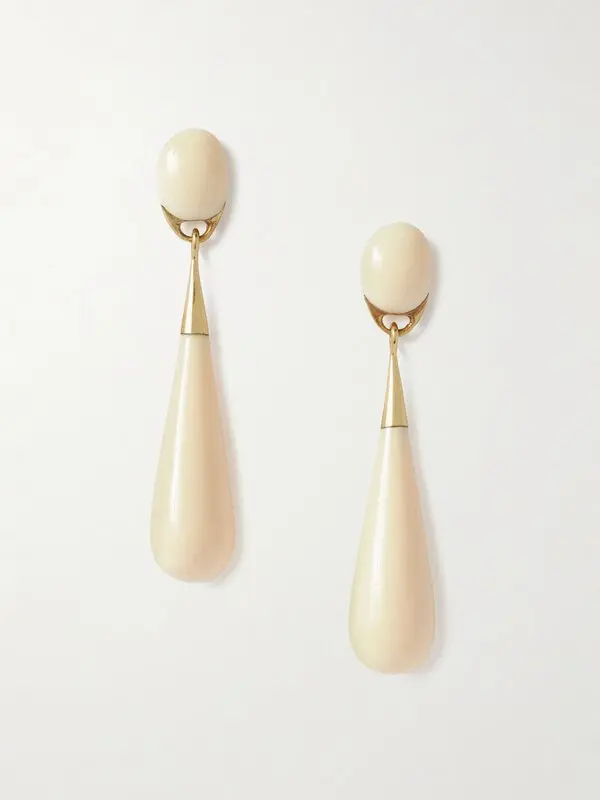 Dinosaur Designs Dew Drop Large Gold-tone Resin Earrings - Neutrals