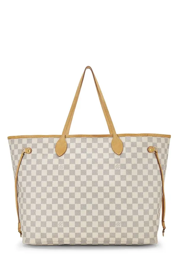 LOUIS VUITTON Damier Azur Neverfull Nm Tote - Pink