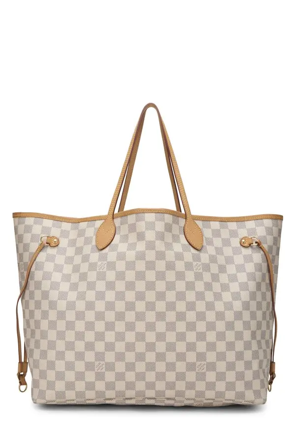 LOUIS VUITTON Damier Azur Neverfull Nm Tote - Pink