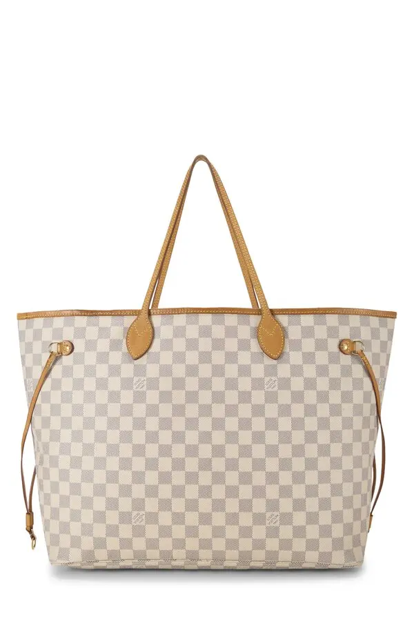 LOUIS VUITTON Damier Azur Neverfull Nm Tote - Pink