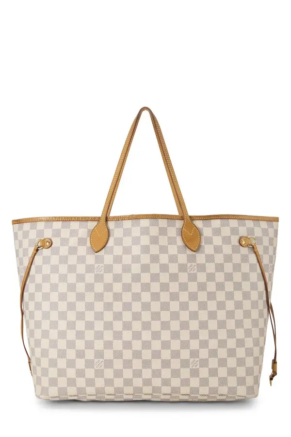 LOUIS VUITTON Damier Azur Neverfull Nm Tote - Pink