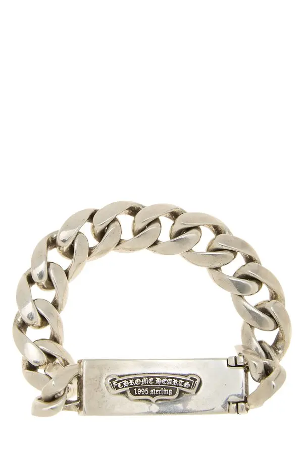 Chrome Hearts Sterling Floral Heart Id Bracelet