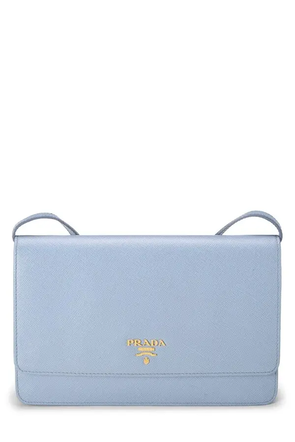 Prada Saffiano Wallet On Chain - Blue