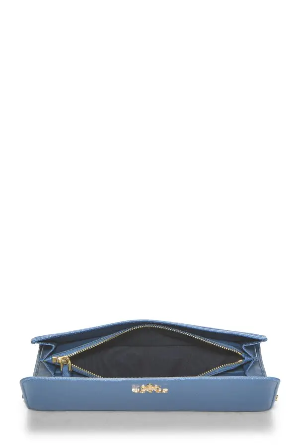 Prada Saffiano Wallet On Chain - Blue