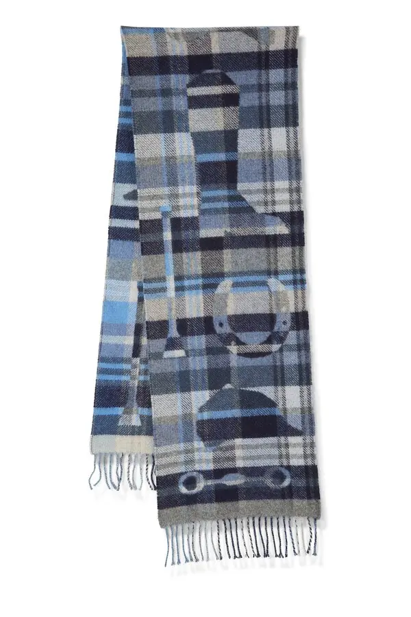 Hermès Cashmere Fringe Scarf - Blue