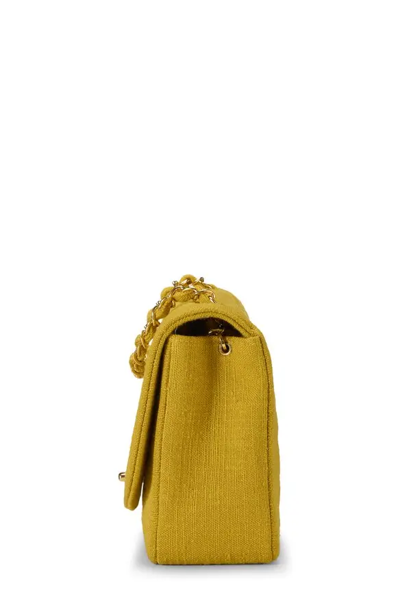 Chanel Quilted Linen Classic Flap Bag - Yellow