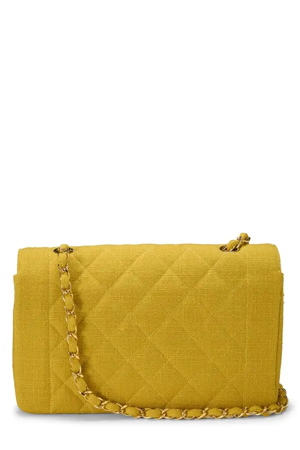 Chanel Quilted Linen Classic Flap Bag - Yellow