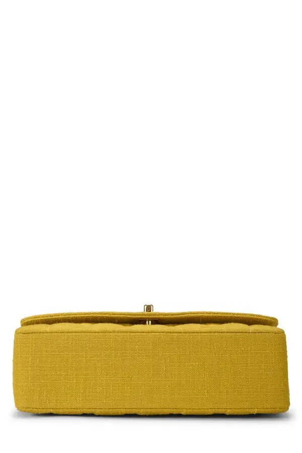 Chanel Quilted Linen Classic Flap Bag - Yellow