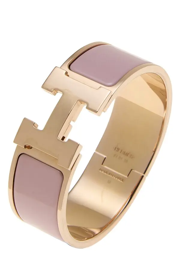 Hermès Enamel Rose Gold Clic-clac H Bracelet - Pink