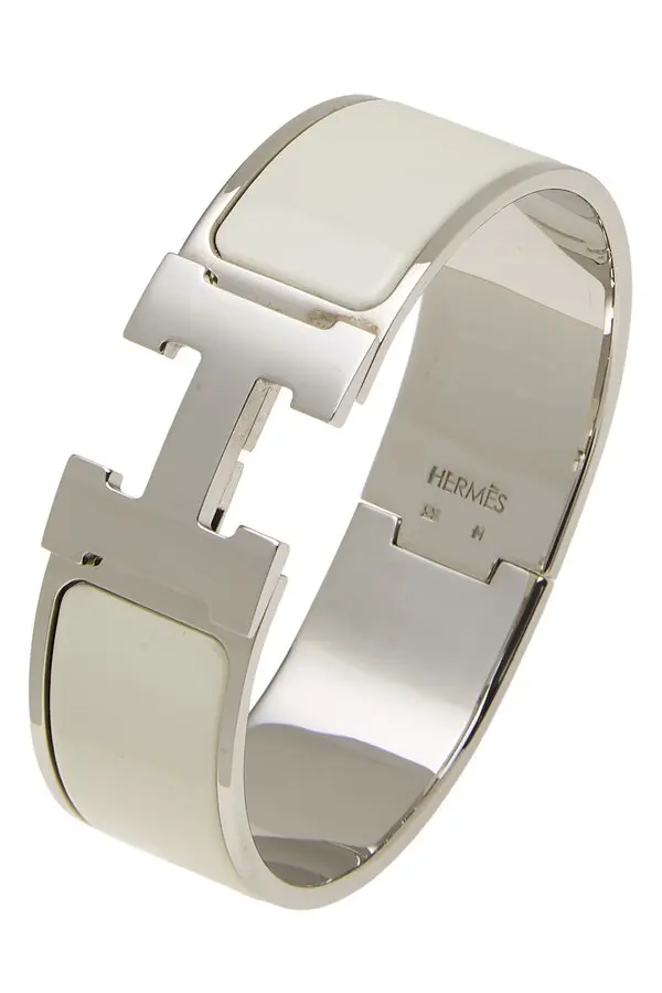 Hermès Enamel Clic-clac 'h' Bracelet - White