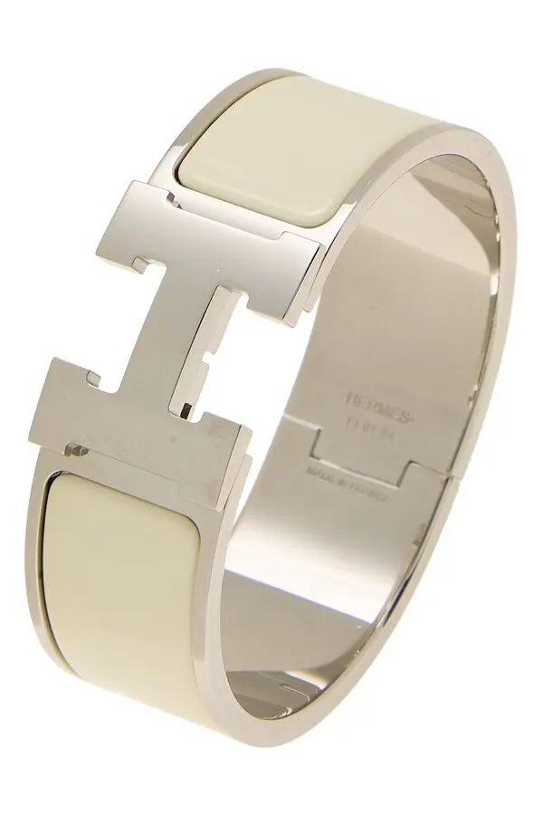 Hermès Enamel Clic-clac 'h' Bracelet - White