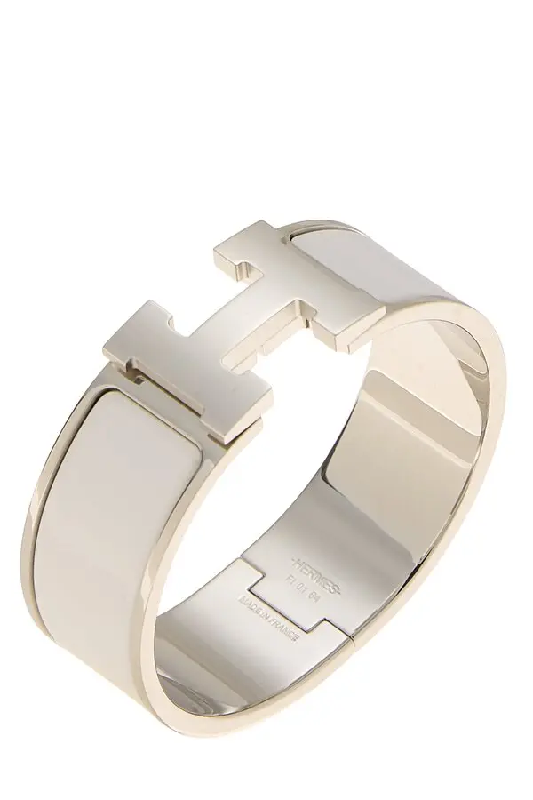 Hermès Enamel Clic-clac 'h' Bracelet - White