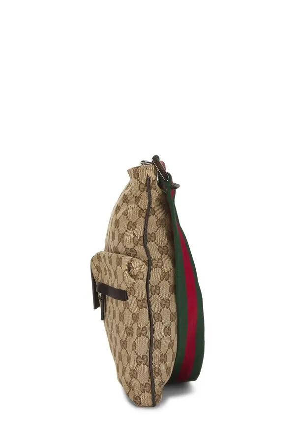 Gucci Original Gg Canvas Web Double Pocket Messenger - Beige
