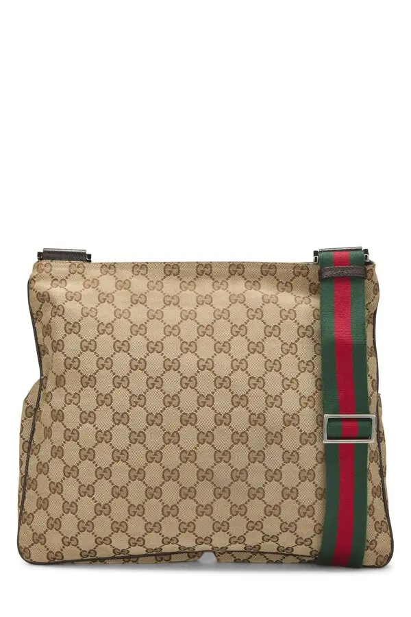 Gucci Original Gg Canvas Web Double Pocket Messenger - Beige