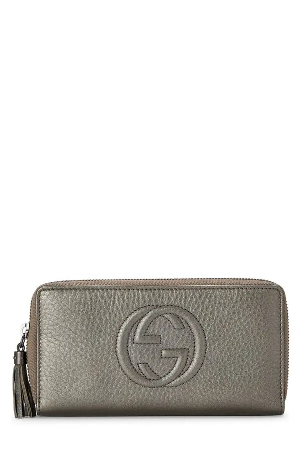 Gucci Metallic Soho Zip Around Wallet - Grey
