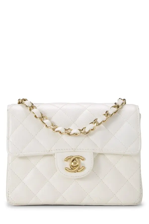 Chanel Quilted Caviar Half Flap - White