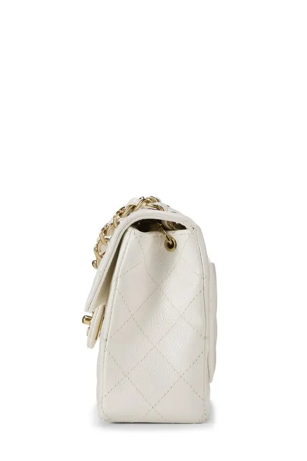 Chanel Quilted Caviar Half Flap - White