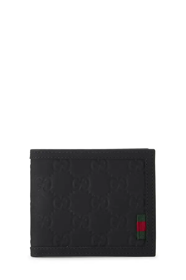 Gucci Rubber Gg Web Bifold Wallet - Black
