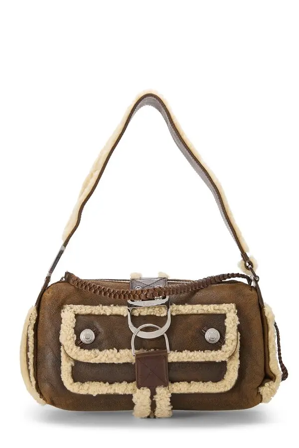Dior Shearling "remove Before Flight" Shoulder Bag - Brown