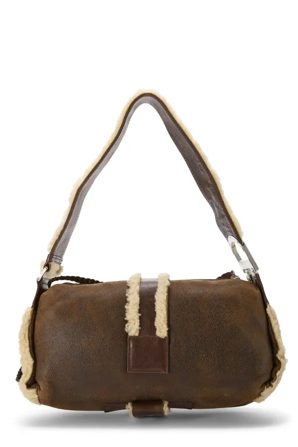 Dior Shearling "remove Before Flight" Shoulder Bag - Brown